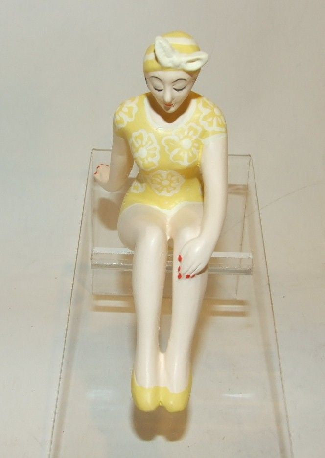 Bathing Beauty Figurine Figure Shelf Sitter Yellow & White Floral Art ...