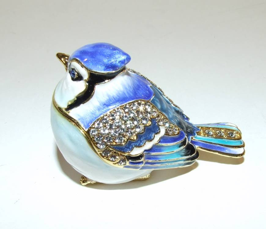 Blue Jay Enamel Hinged Trinket Box Swarovski Crystal – The Ritzy Gift