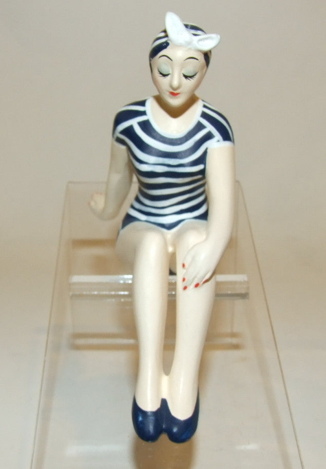 Bathing Beauty Figurine Figure Shelf Sitter Navy & White Stripe Art De ...