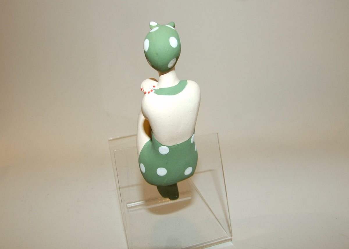 Bathing Beauty Figurine Figure Shelf Sitter Green & White Polka Dot Mi ...